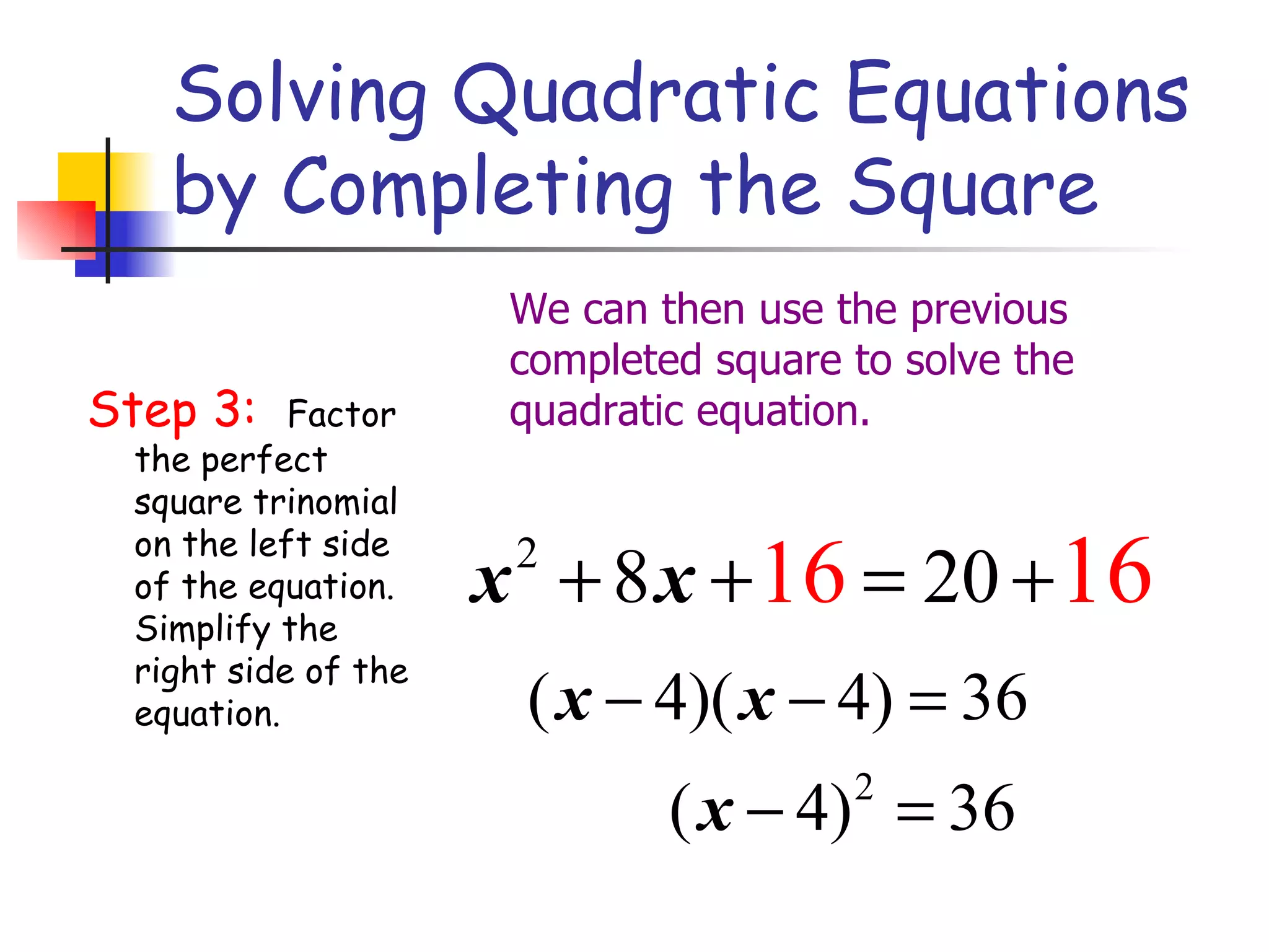 Completing the square (added and revised) | PPT