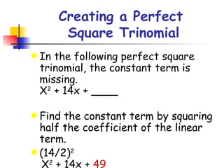 Completing the square (added and revised) | PPT