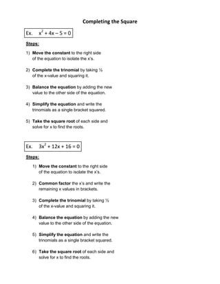 Completing the square worksheet | DOCX