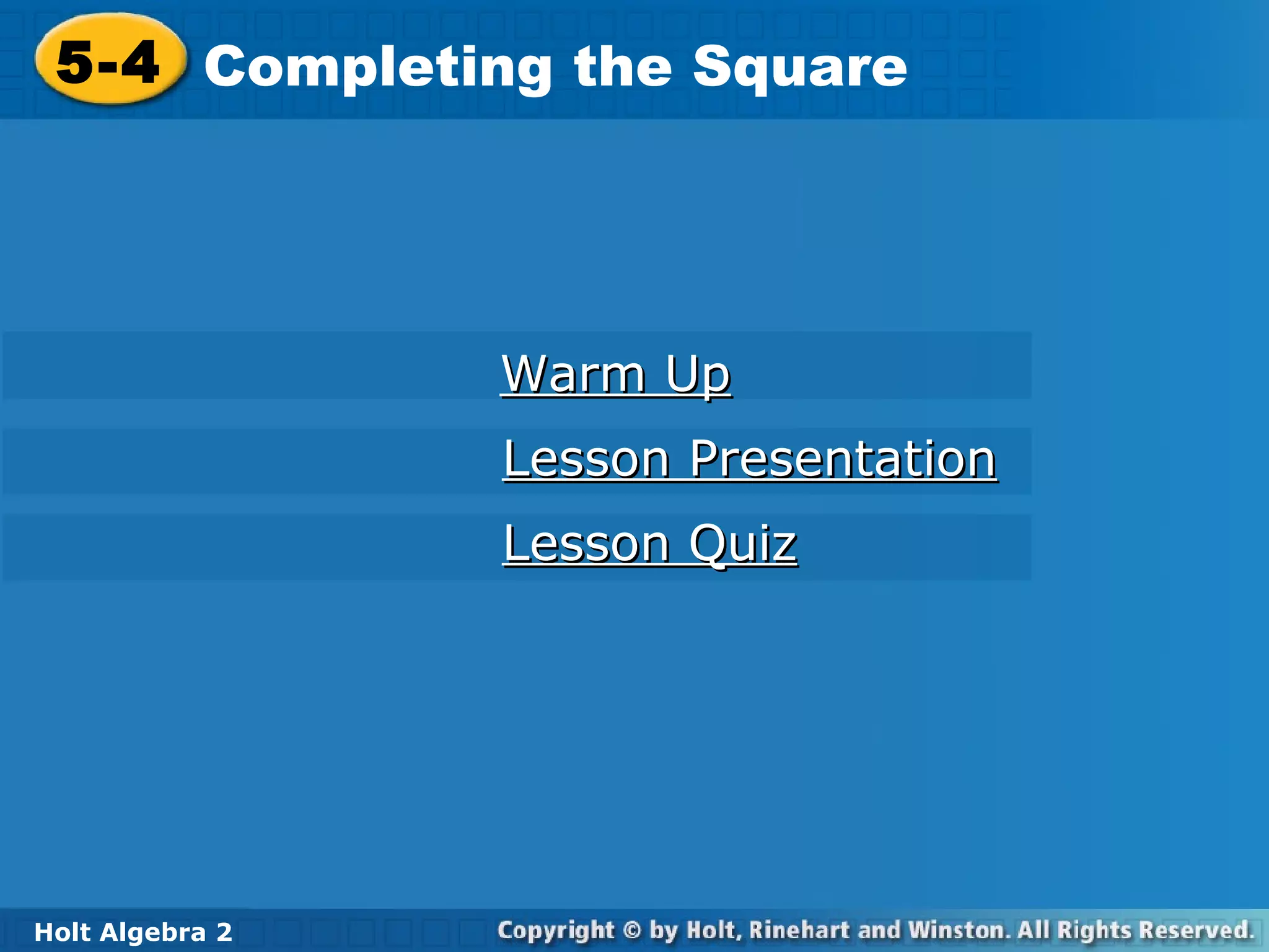 Completing the square | PPT