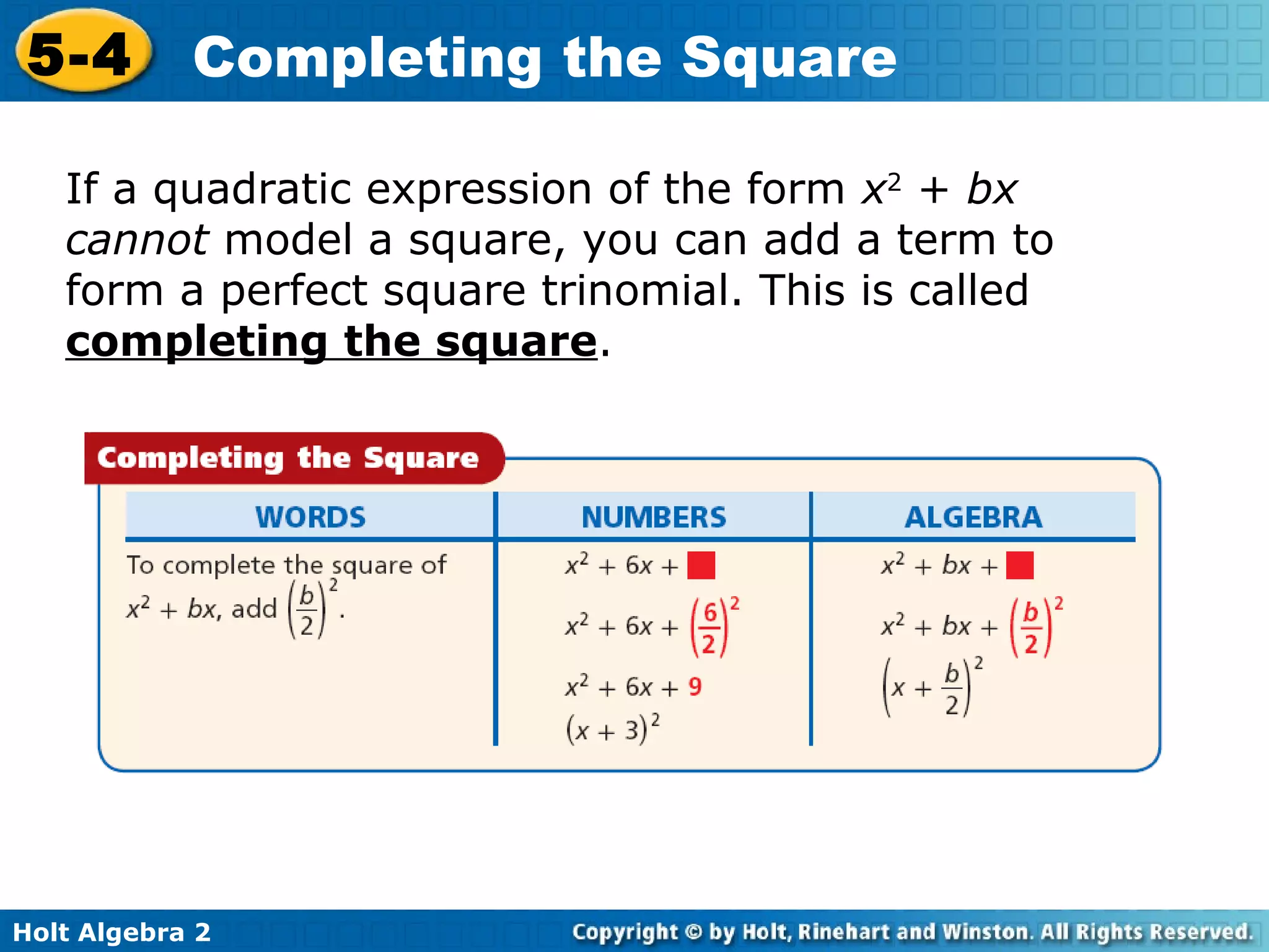 Completing the square | PPT