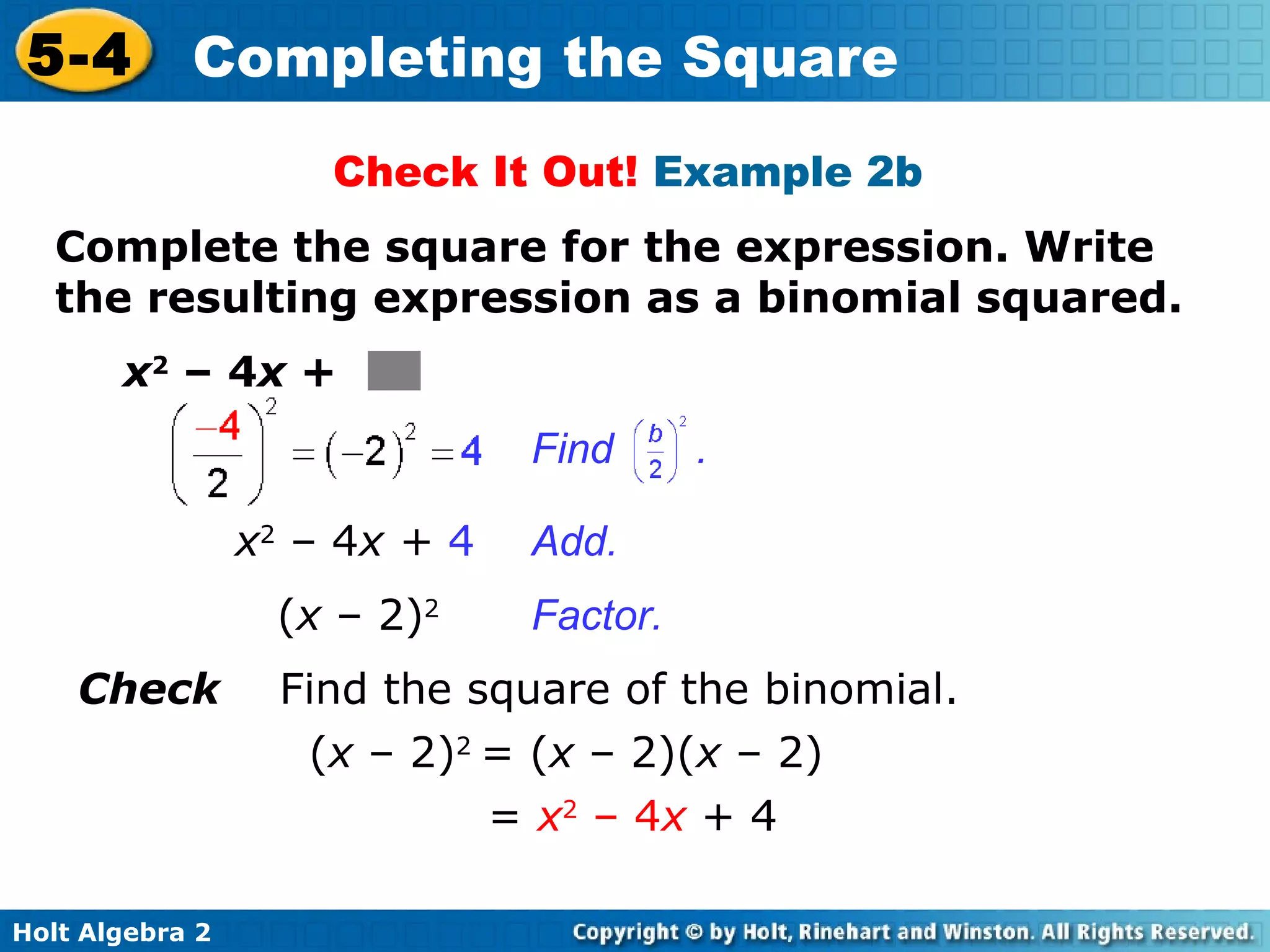 Completing the square | PPT | Homework and Study | Education