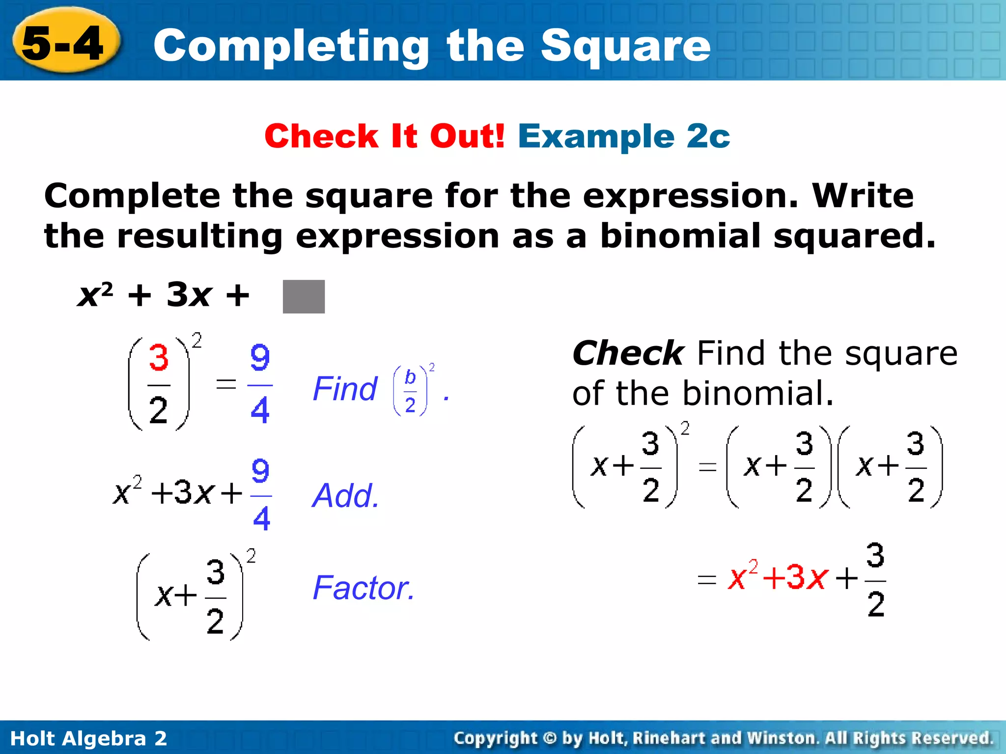 Completing the square | PPT