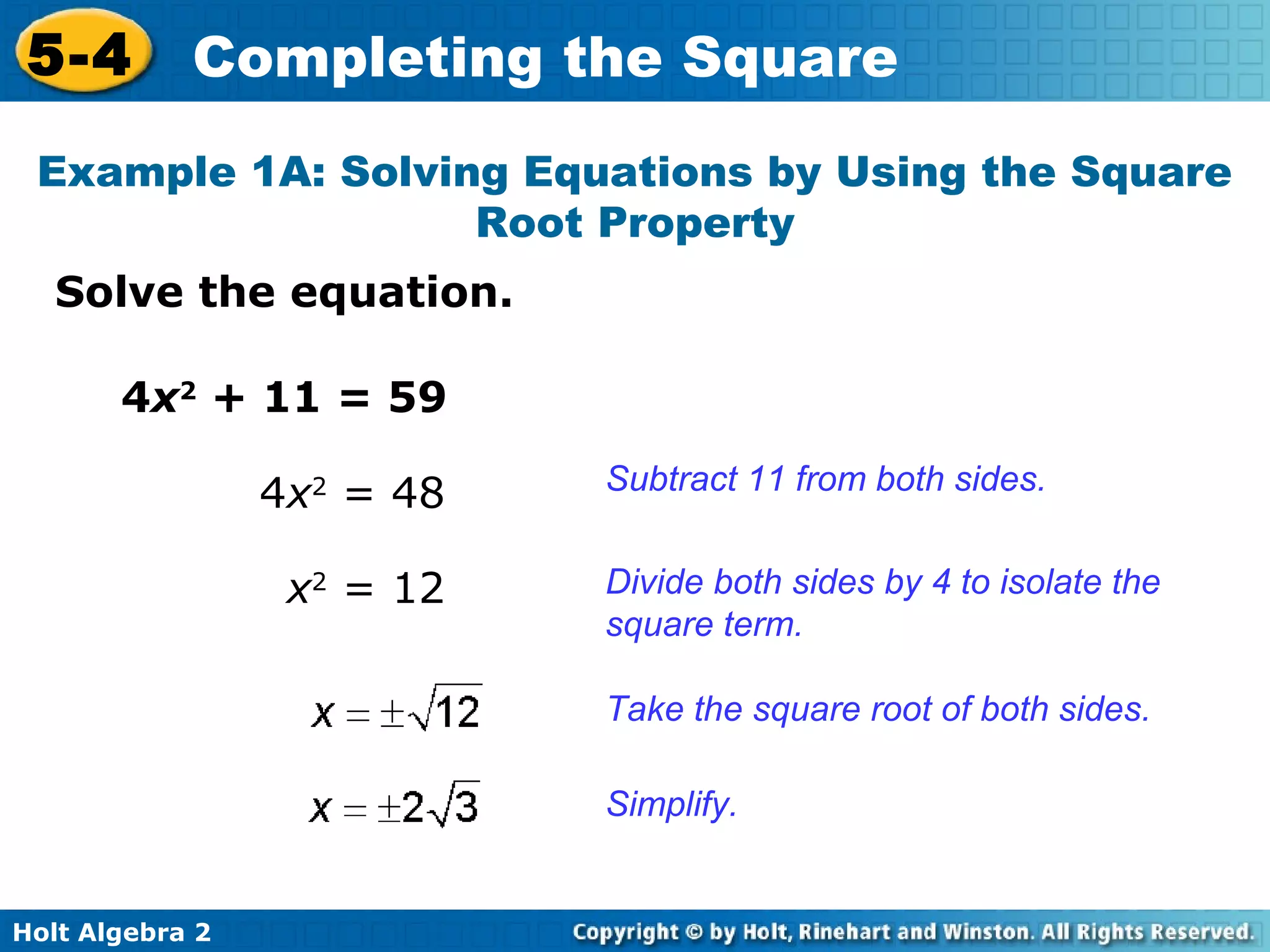 Completing the square | PPT
