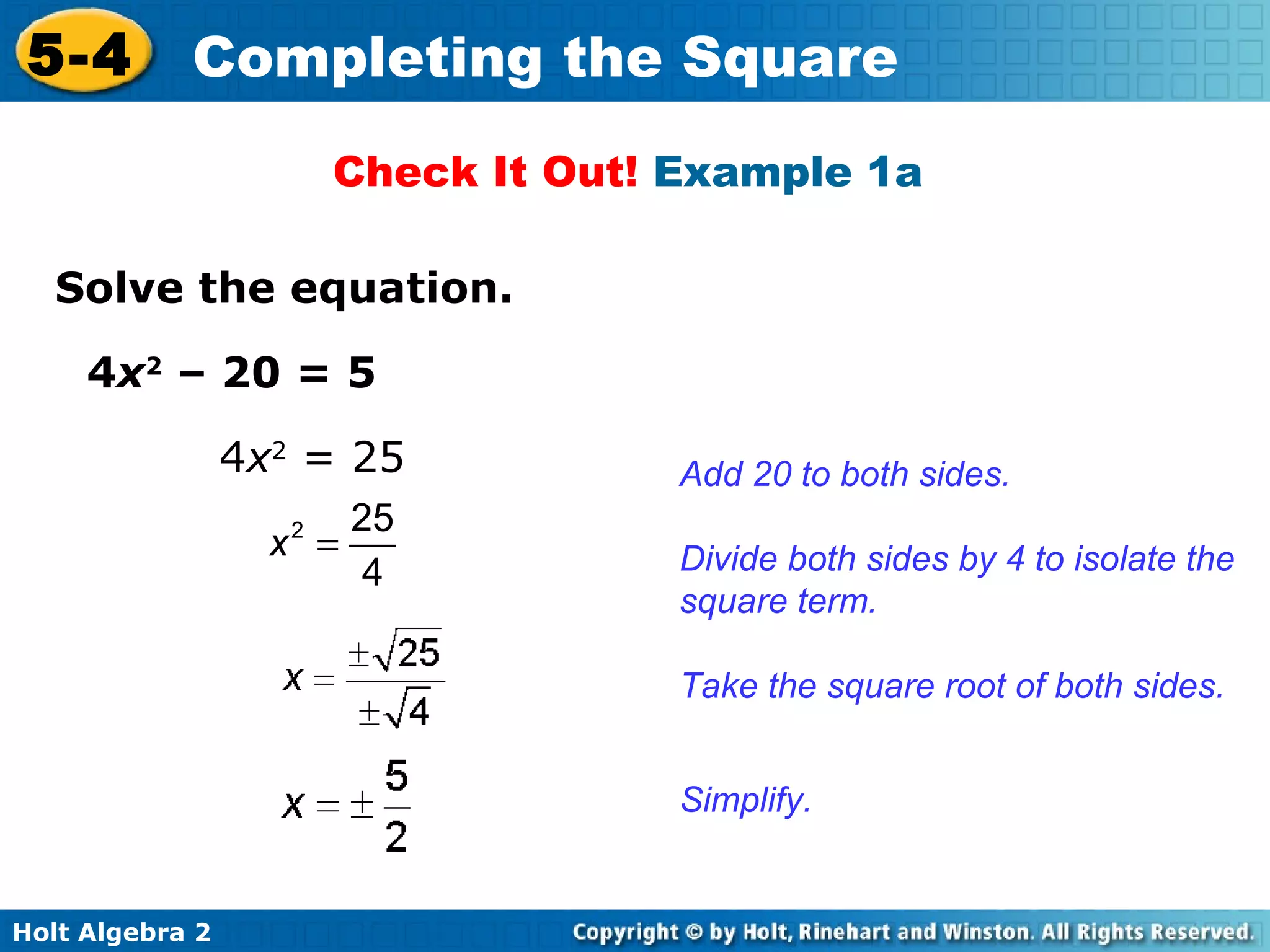 Completing the square | PPT