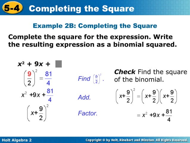 Completing the square | PPT | Homework and Study | Education