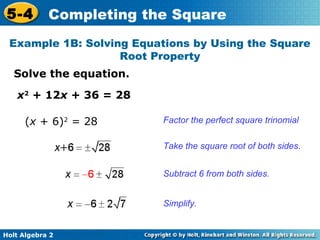 Completing The Square Formula Algebra 2
