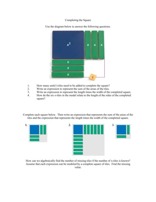 Completing the square notes | DOC