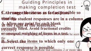 Completion Type of Test and Its Principles | PPT