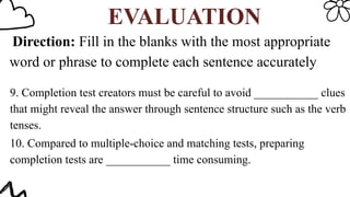 Completion Type of Test and Its Principles | PPTX