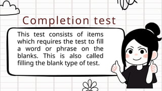 Completion Type of Test and Its Principles | PPT