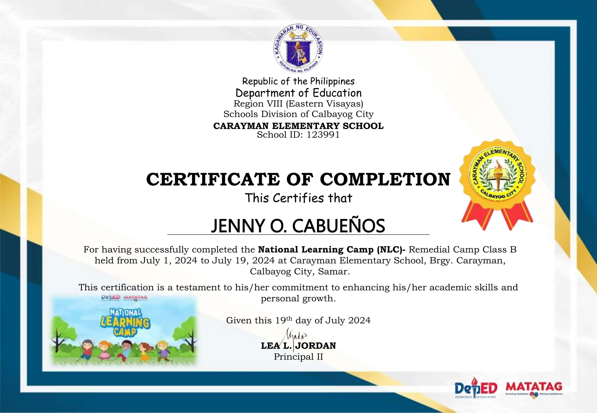 completion certificate NLC sample 2024ptx | PPTX