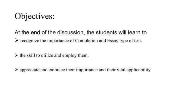 Completion type of test | PPTX | Educational Assessment | Education