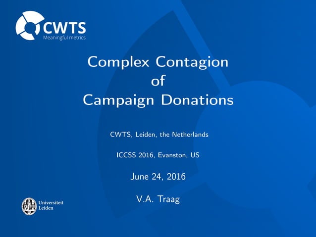 Complex contagion of campaign donations | PPT