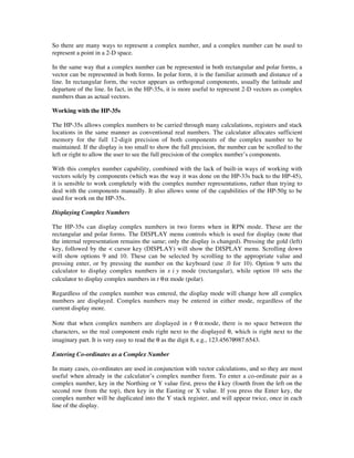 Complex numbers & vectors hp35s overview | PDF