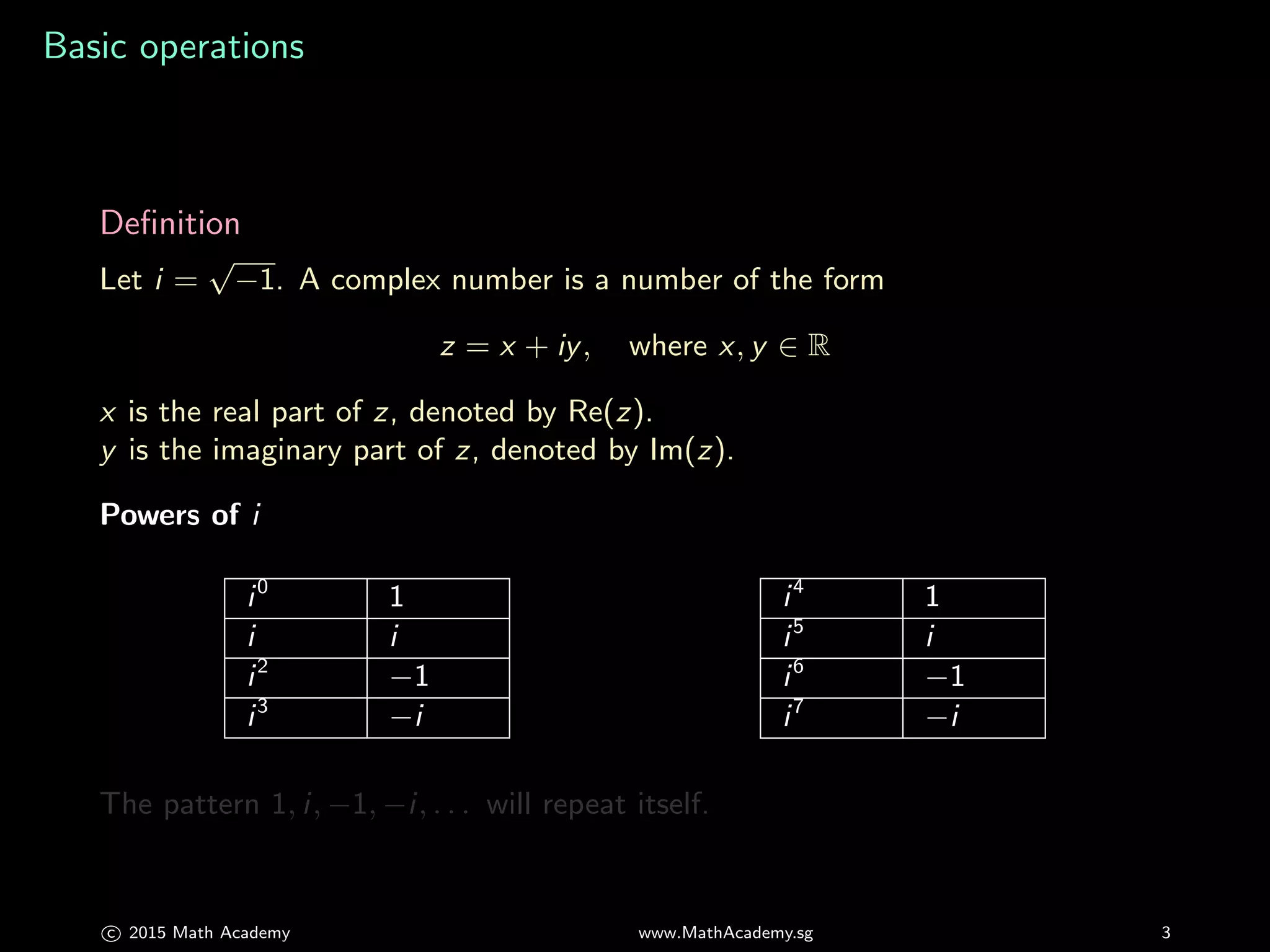 Complex Numbers 1 - Math Academy - JC H2 maths A levels | PDF