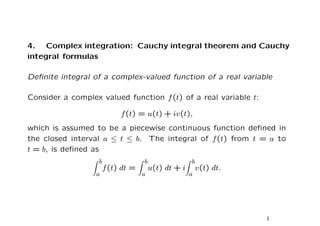 Integración variable compleja. Integral de Cauchy | PDF