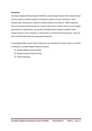 Complex Adaptive Network Systems (CANS) draft 2 | PDF