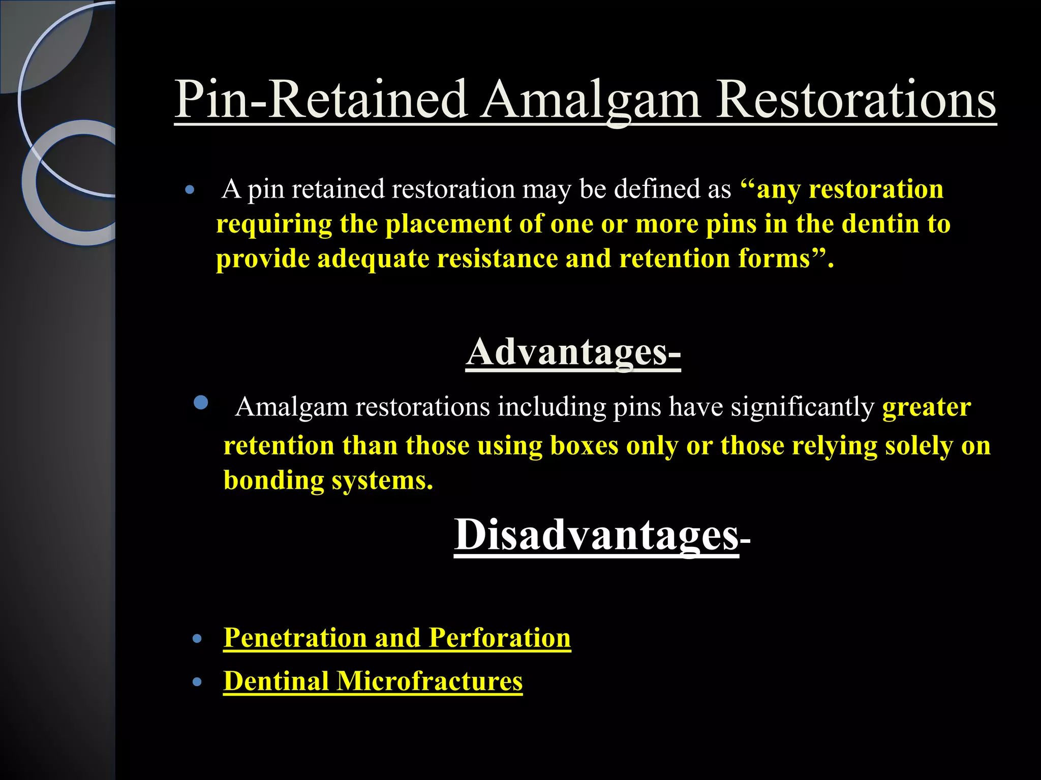 Complex amalgam restorations | PPTX