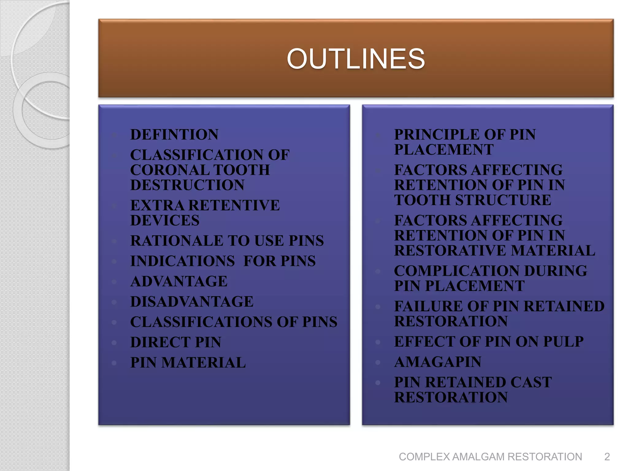 Complex amalgam restoration | PPTX