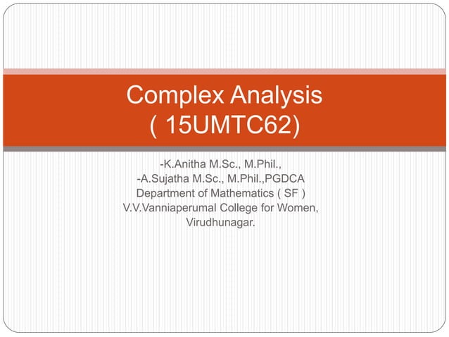 Complex analysis | PPTX