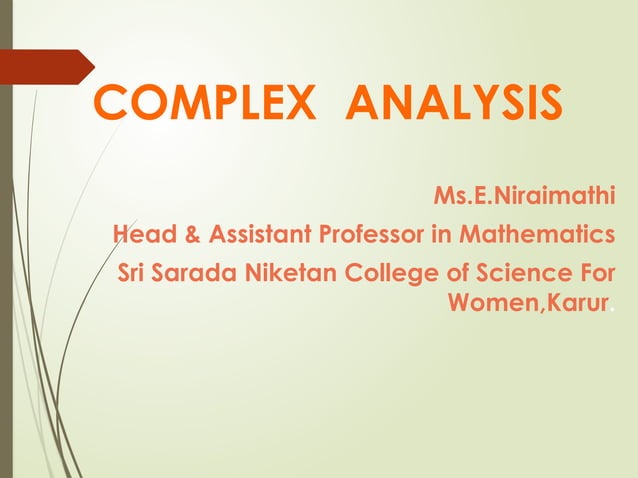 Basic concept of complex analysis....... | PPT