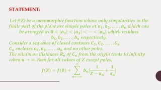 Contour integration and Mittag Leffler theorem | PPTX