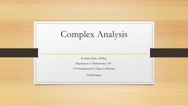 Complex Analysis ppt.pptx | Physics | Science