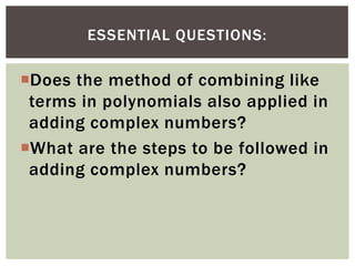 Complex arithmetic | PPT