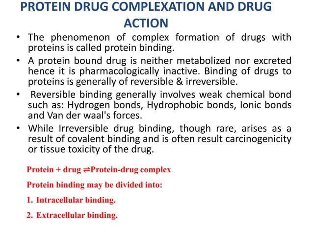 Pharmaceutical Complexation and Protein Binding | PPTX | Chemistry | Science
