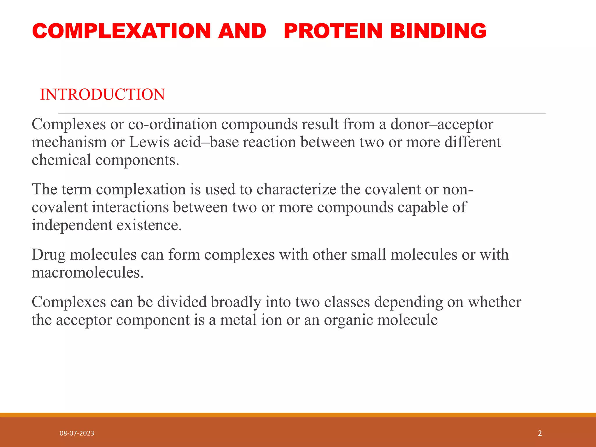 COMPLEXATION AND PROTEIN BINDING | PPTX