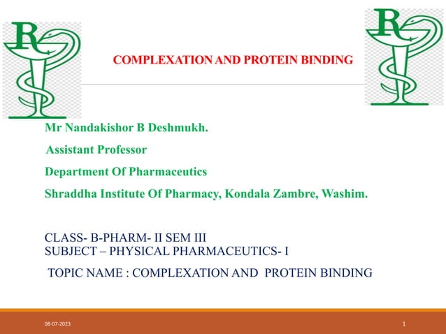 COMPLEXATION AND PROTEIN BINDING | PPTX