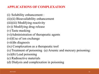 COMPLEXATION AND PROTEIN BINDING | PPTX