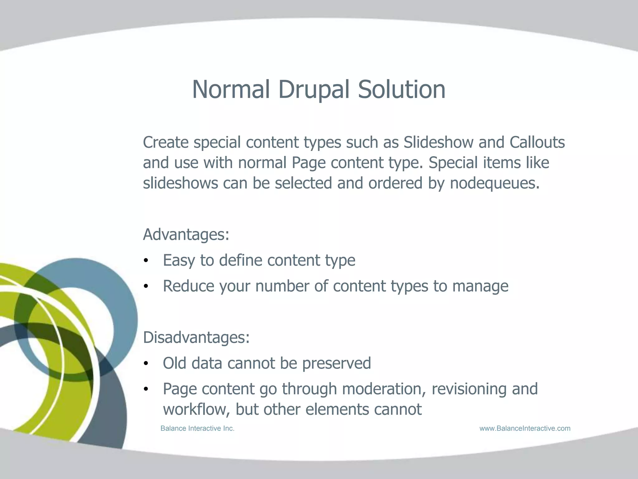 Complex Content Structures and Workflow with Drupal | PPT