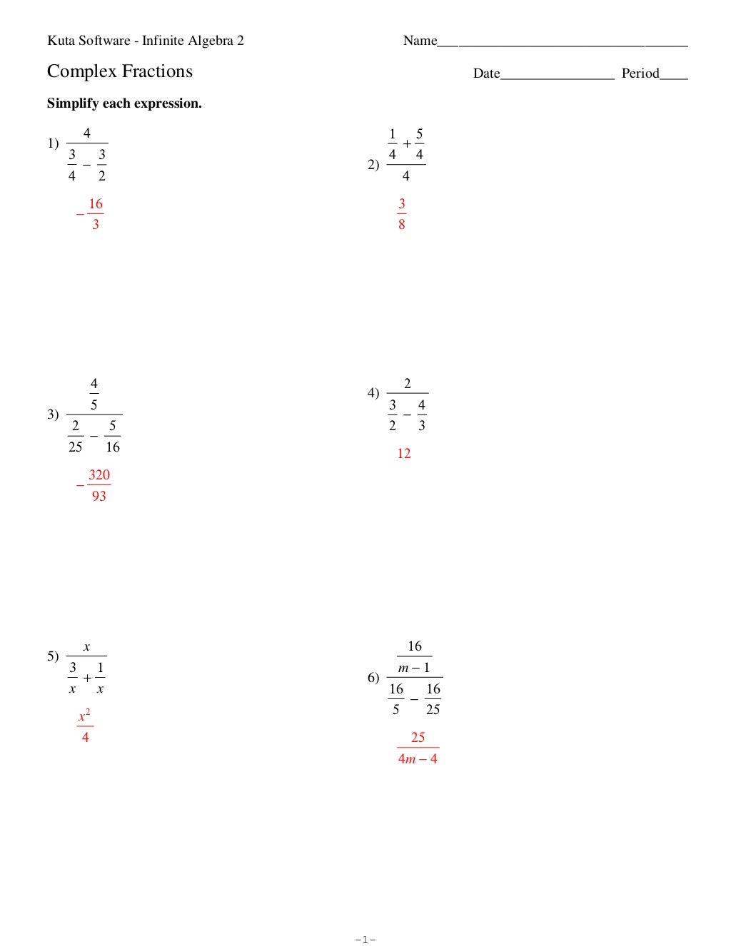 Complex fractions