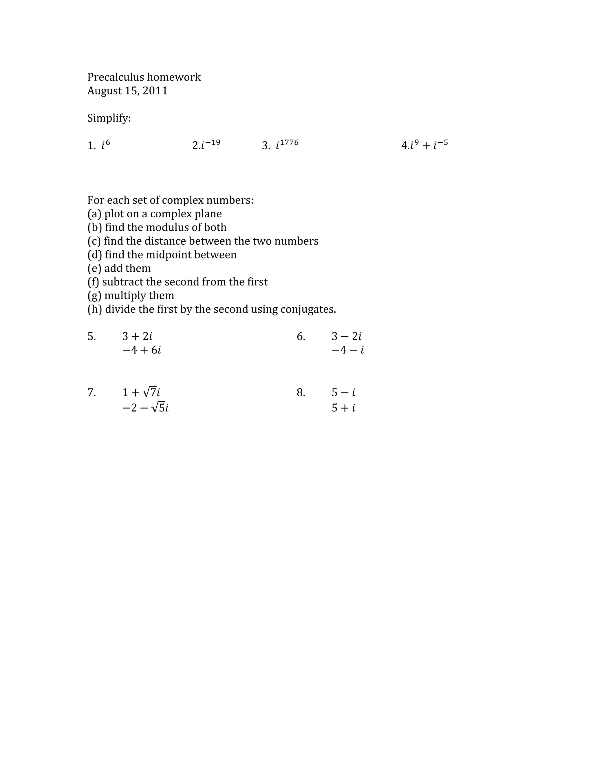Complex HW | PDF