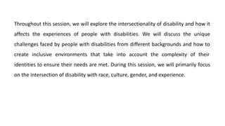 Complex Identities: The Intersection of Disability with Race, Culture ...