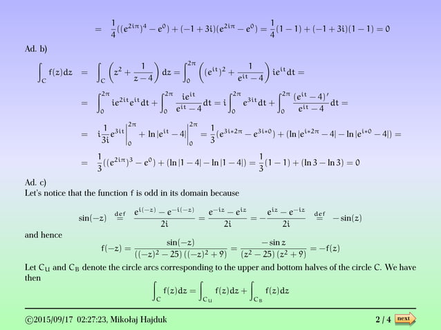 Complex Integral | PDF