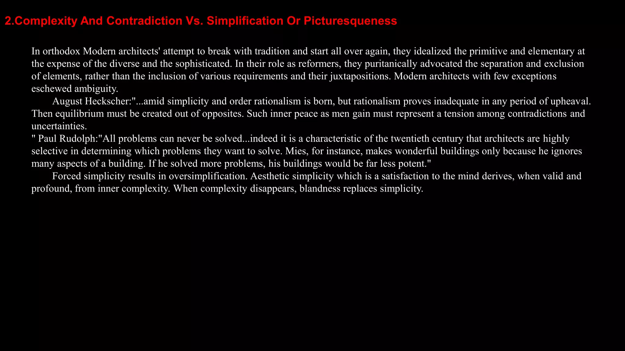 Complexity and contradiction in architecture by Robert venturi | PPT