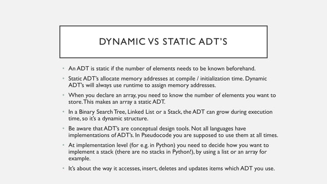 Abstract Data Types - understanding Complexity | PPT