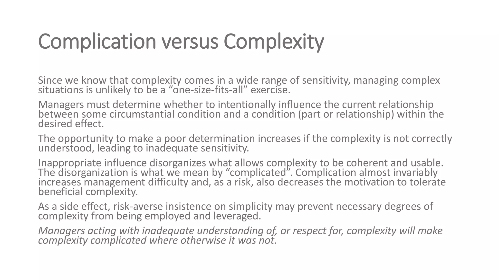 Complexity, Simplicity, and Management | PDF | Science