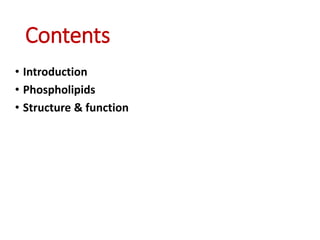 Complex lipids (phosholipid) structure & function | PPTX