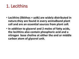 Complex lipids (phosholipid) structure & function | PPTX