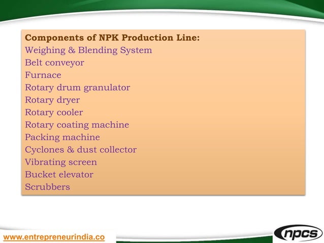 Complex NPK Fertilizer Manufacturing Plant, Detailed Project Report ...