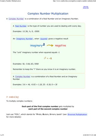 Complex number multiplication | PDF