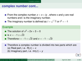 complex number noes.pdf Applythe concepts of set theory, including ...
