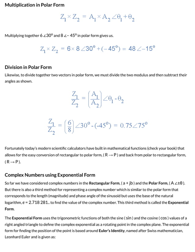 Complex Number Polar Form Rectangular Form Pdf Chemistry Science