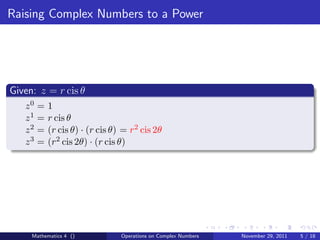 Powers and Roots of Complex numbers | PDF
