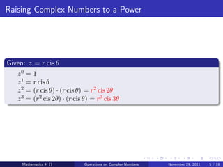 Powers and Roots of Complex numbers | PDF