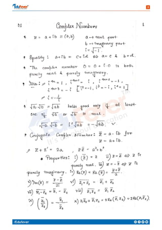 Complex Numbers - Mathematics Handwritten Notes | PDF